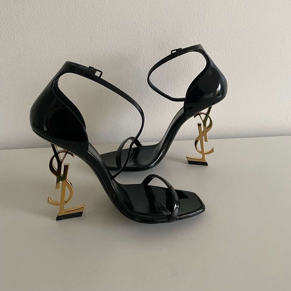 Authentic Saint Laurent Opyum Ysl Logo Gold Heel With… - Gem